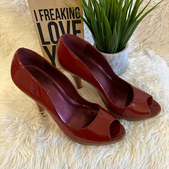 Aldo | Shoes | Aldo Deep Red Peep Toe Pumps | Poshmark